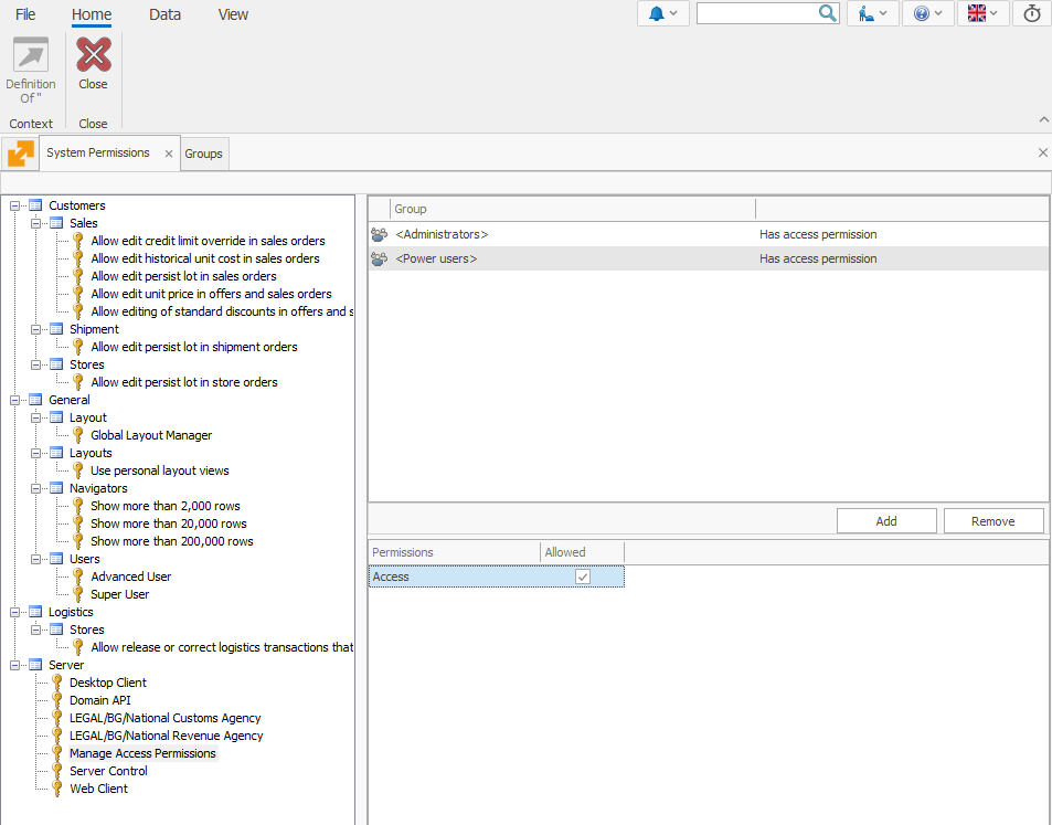 System Permissions | ERP.net Tech Docs