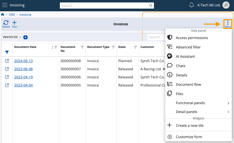 Navigator features | ERP.net Web Client